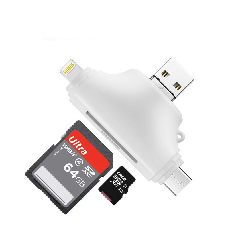 4 in 1SD Card Reader for iPhone iPad,Micro SD Card Reader Memory Card ...