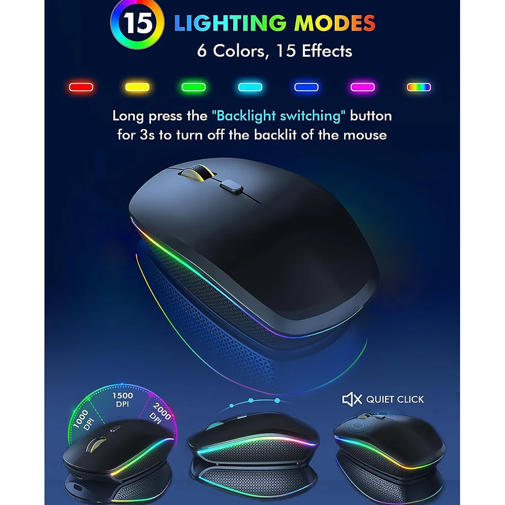 Wireless Keyboard And Mouse Combination Backlight Rechargeable Full Size Lighting Cordless