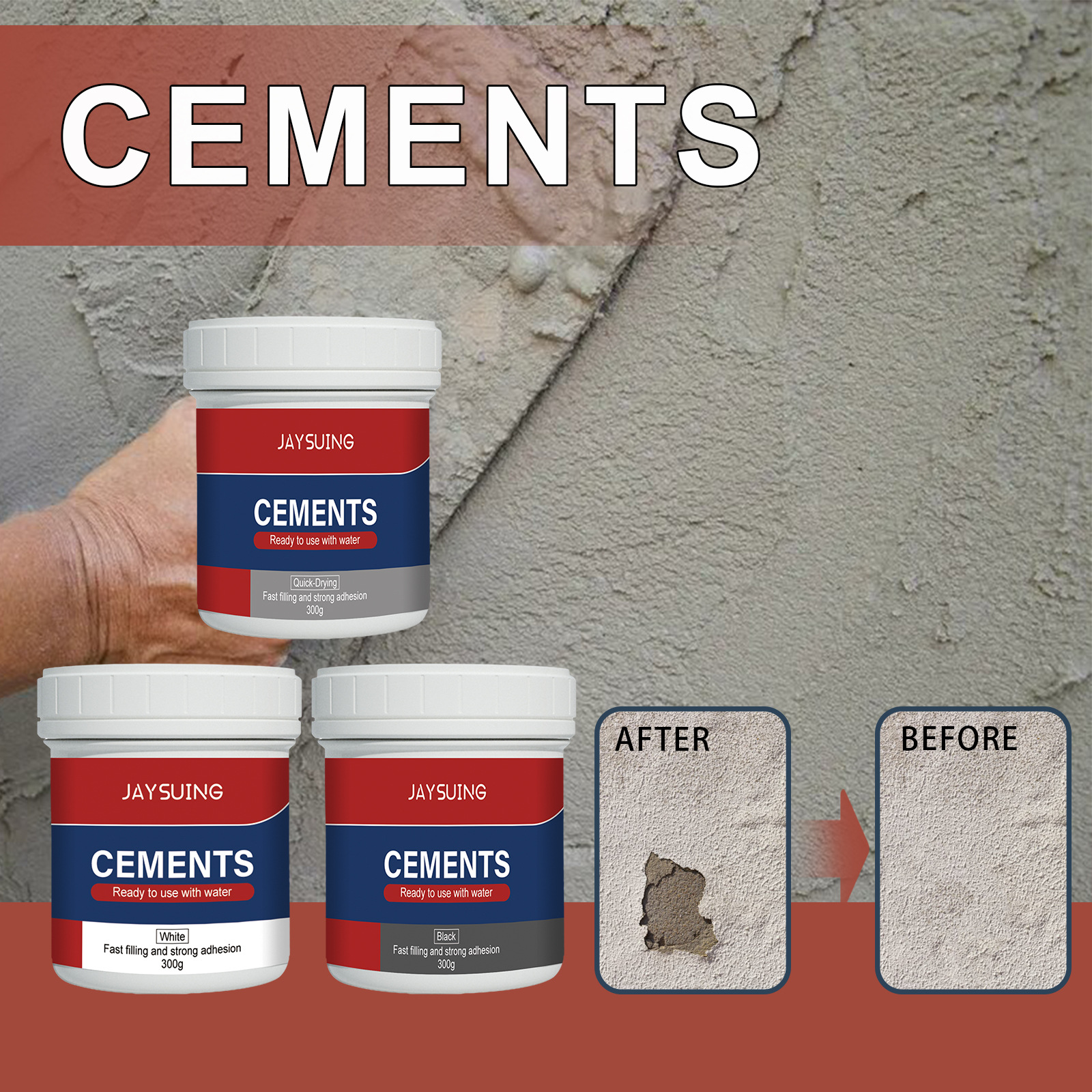 Jaysuing Portable Cement Repair The Wall Surface Floor Waterproof Crack ...