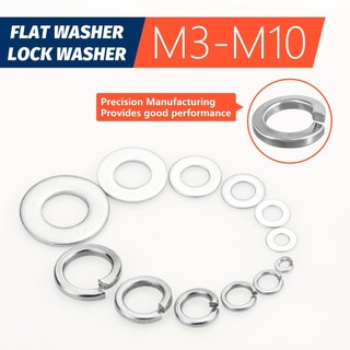 260pcs Lock and Flat Washer Assortment Kit, Stainless Steel M3 M4 M5 M6 ...