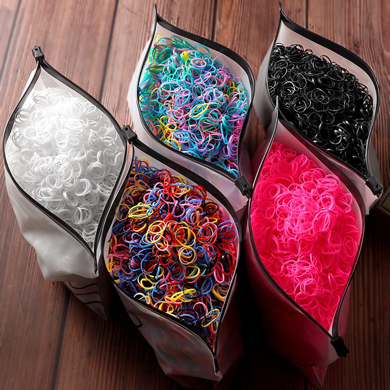 1000Pcs Candy Color Small Rubber Bands Set With Storage Bag Simple High ...