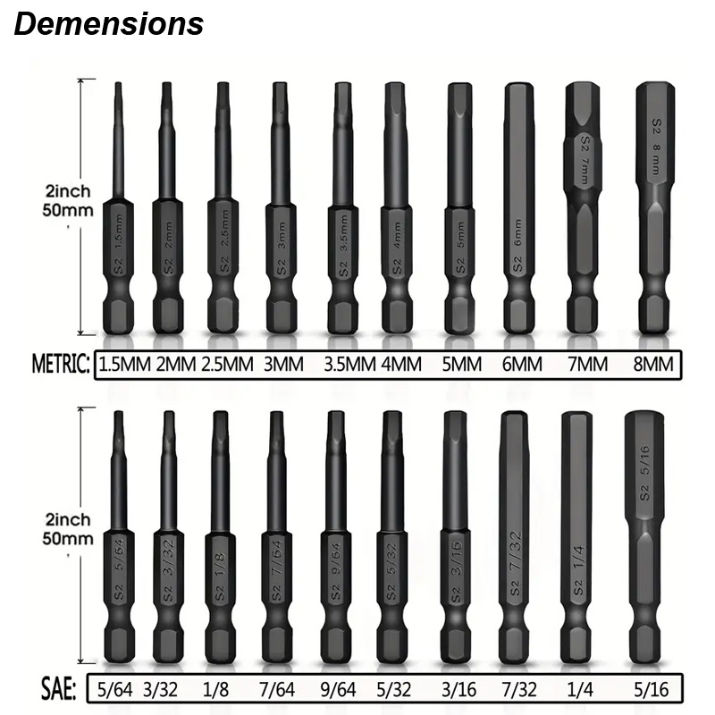 New Hex Head Allen Wrench Bit Set with Magnetic Tips for Heavy Duty ...