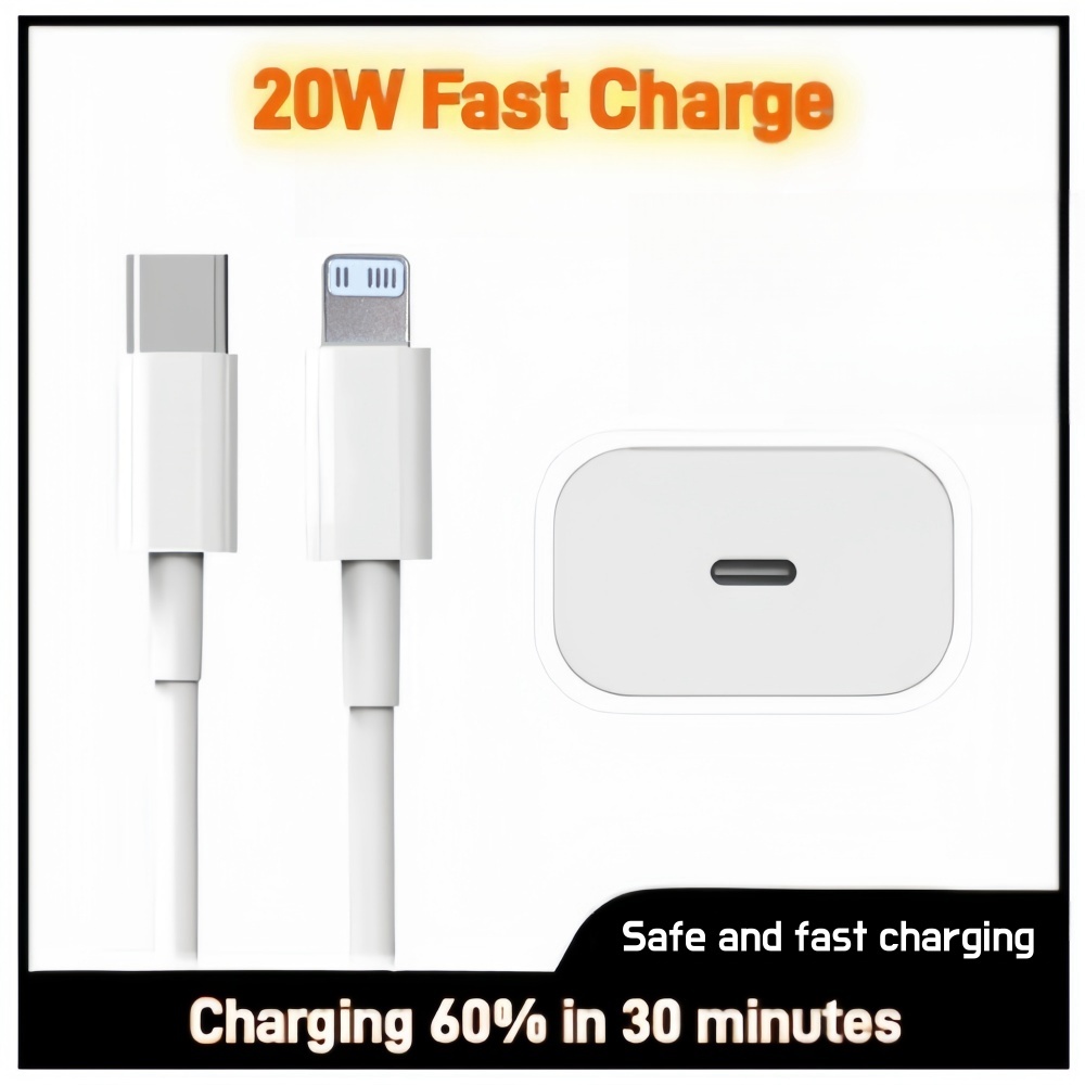 PD 20W Fast Charger with Type C Cable – USB C to C for iPhone ...