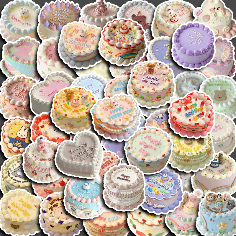 50pcs Cute Birthday Cake Stickers Diy Computer Washi Scrapbooking ...