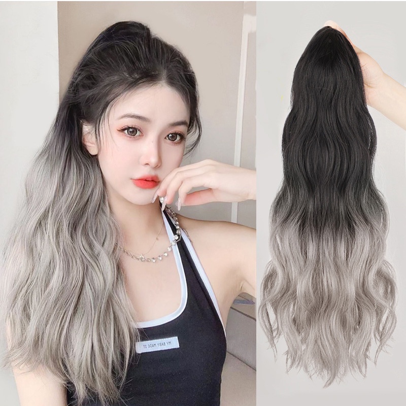 Synthetic Female Water Wave Ponytail Wig Small Grab Clip Style Color ...