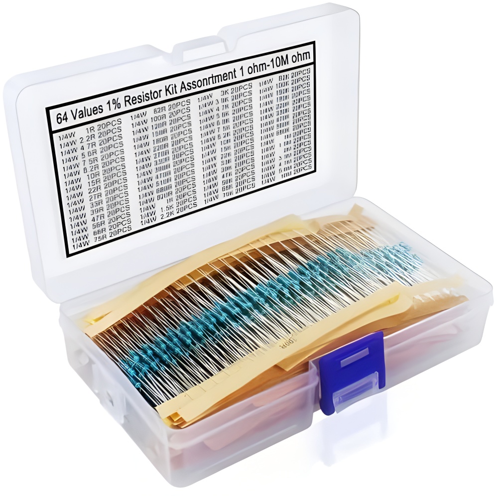 1280 Pieces 64 Values Resistor Kit, 1% Assorted Resistors 1 Ohm-10M Ohm ...