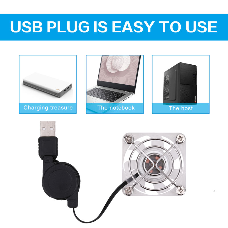 Quiet White 50mm USB Fan, 5V Mini Brushless DC Cooling Fan with Blue ...