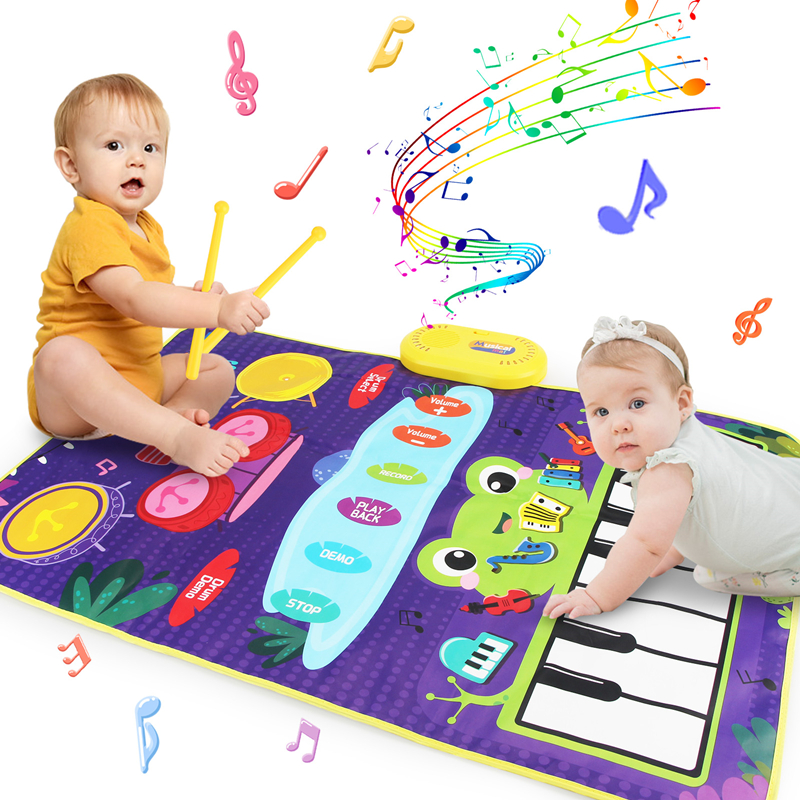 Kids Musical Mat Piano Keyboard & Jazz Drum 2-in-1 Musical Toys for ...