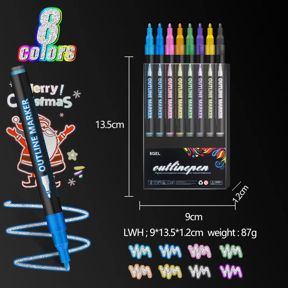8/12/24/36Color Double line contour pen color dual color pen contour ...