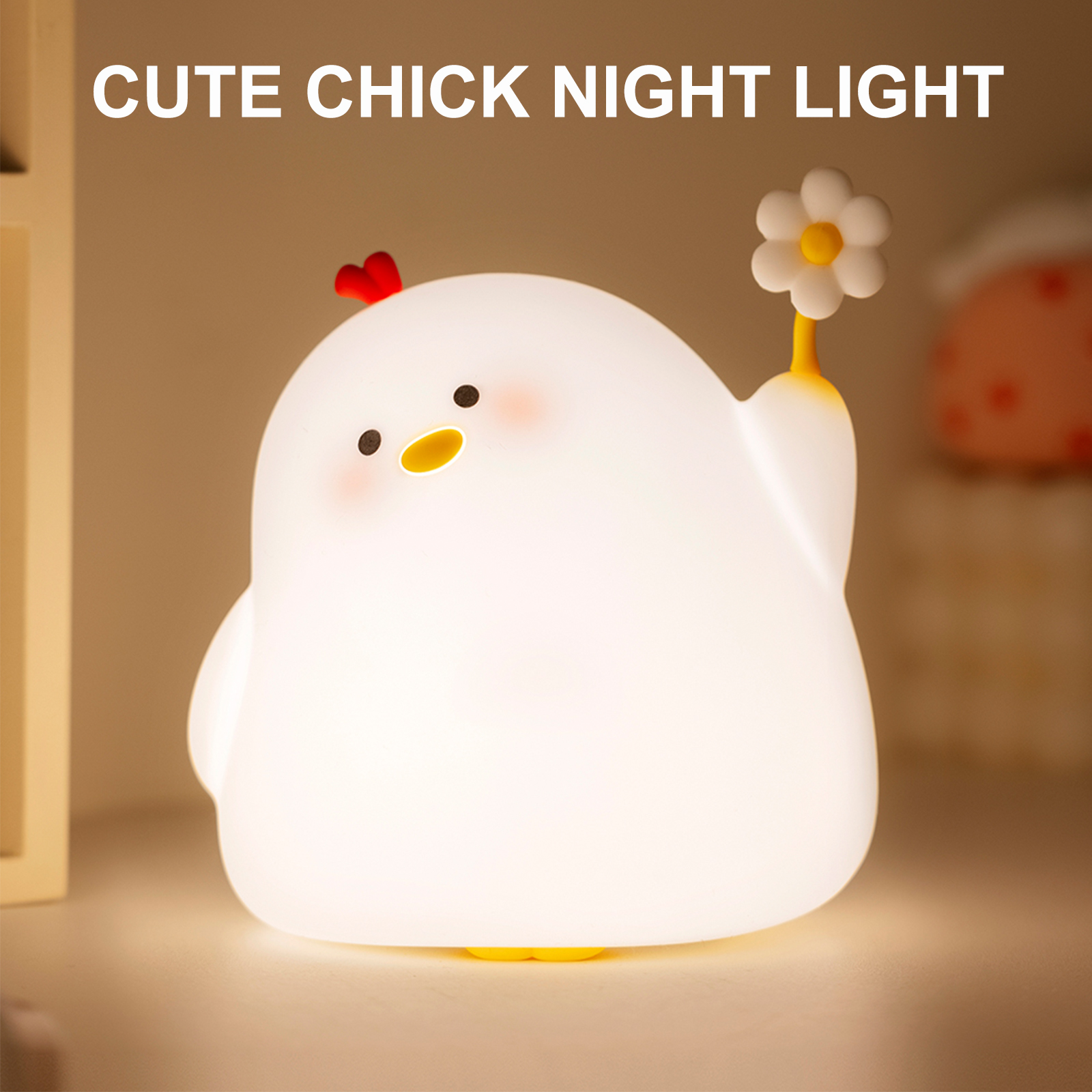 Cute Chicken Night Light, Silicone Dimmable Nursery Nightlight ...