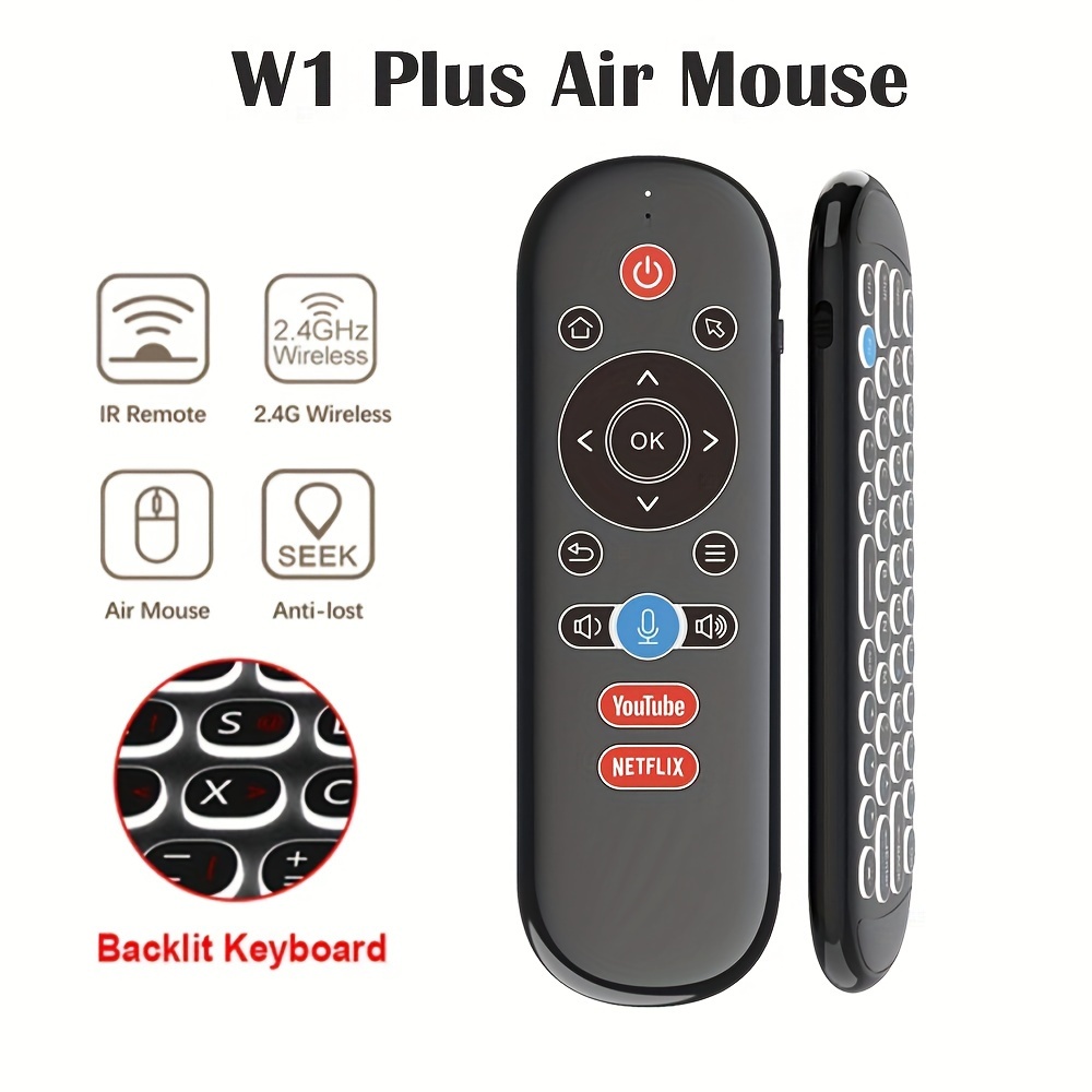 W1 PLUS 2.4G Double-Sided Rechargeable Wireless Air Mouse Remote ...