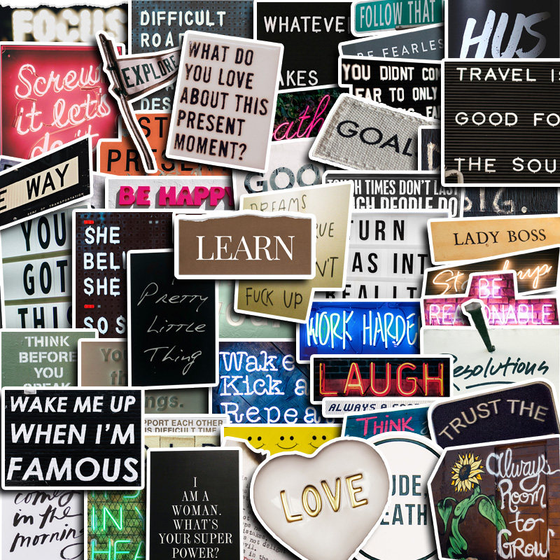 50pcs Retro Text Identification Stickers Diy Computer Washi ...