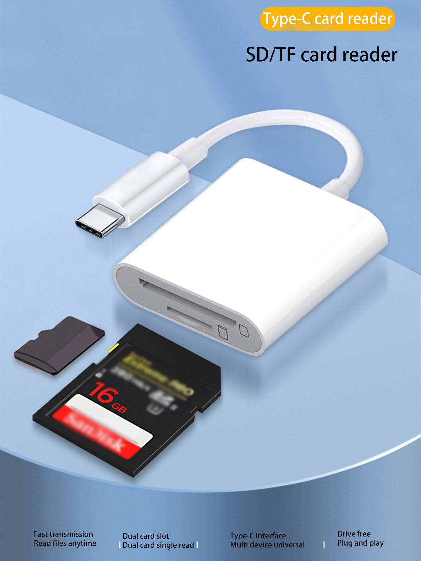 Type-C 2-in-1 Card Reader Dual-card TF SD Adapter OTG Data Line Adapter ...