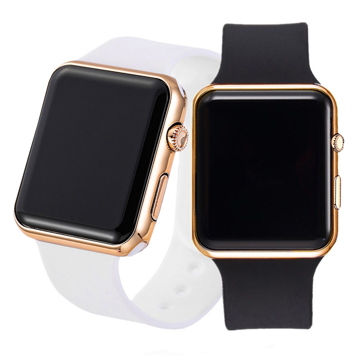 Lovers Watch LED silicone square electronic watch Student Watch ...