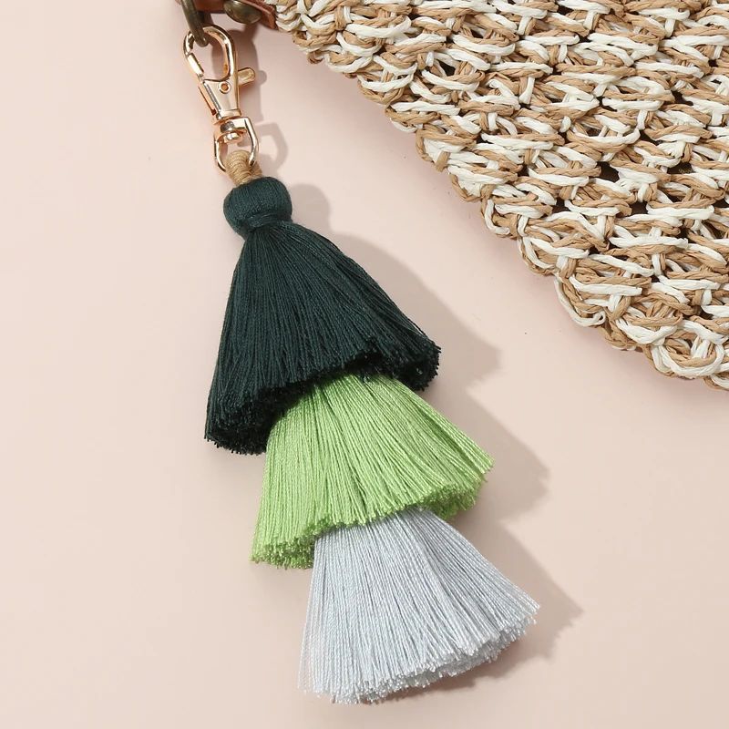 Bohemian Multicolor Handmade Layered Tassel Keychain Simple Key Ring ...