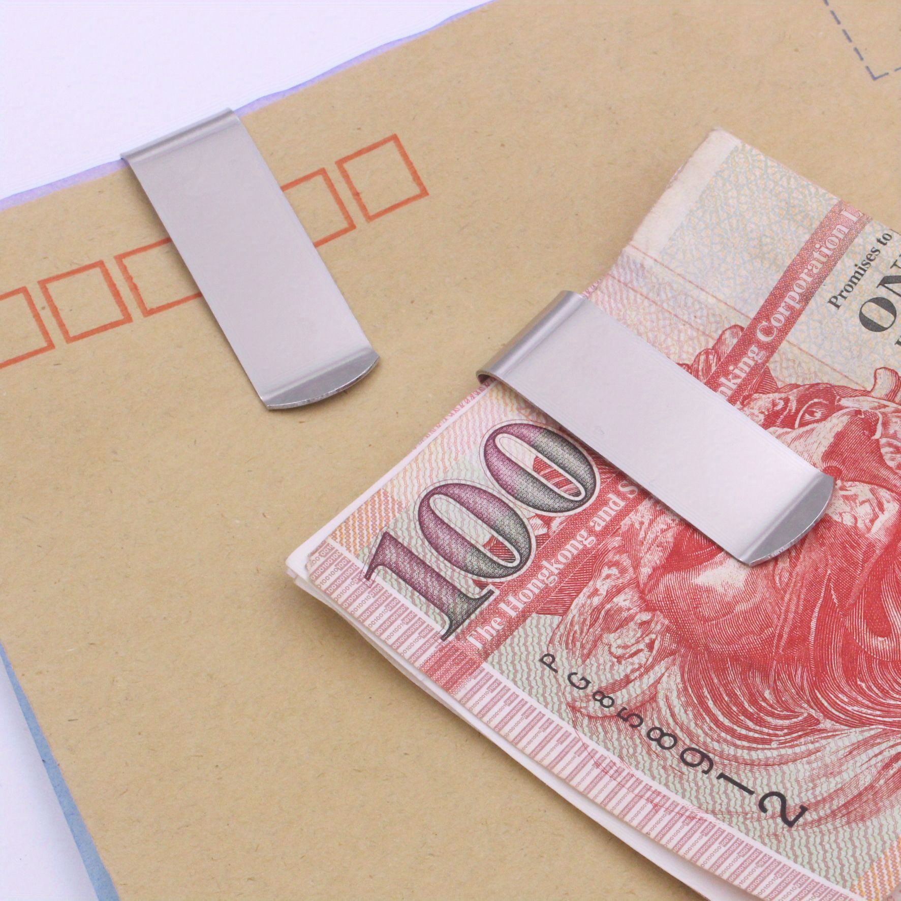 3pcs Elastic stainless steel banknote wallet, document folder ...