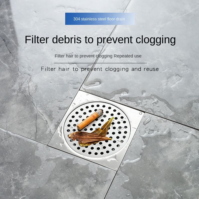 Square bathroom floor drain cover filter screen anti clogging drain ...