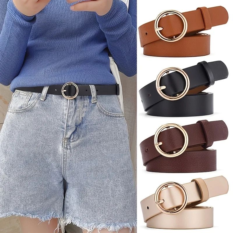 New Women's Belt Trend Gold Round Button Belt Personalized Decoration ...