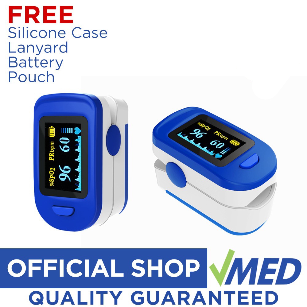VMED Pulse Oximeter with Silicone Case Lanyard and Batteries | Shopee ...
