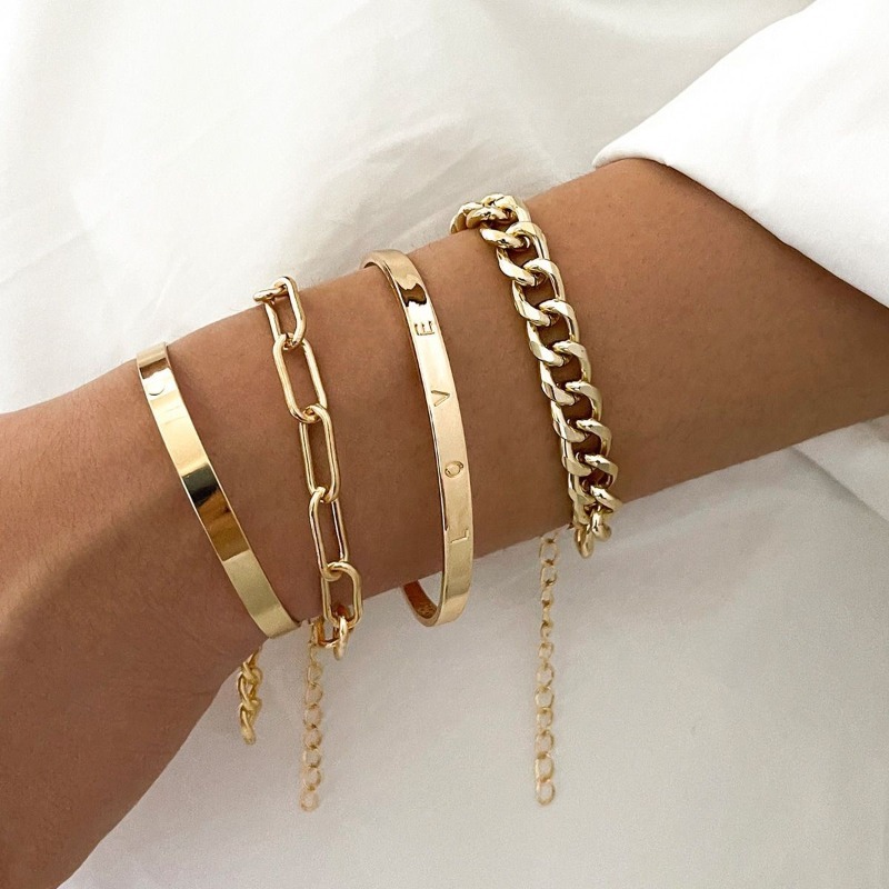 European American Punk Style Chain Bracelet Letter LOVE Bracelet ...