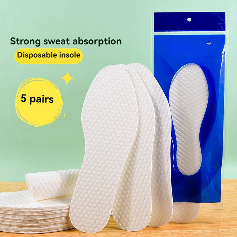 5Pcs Disposable Wood Pulp Insoles For Odor Prevention And Sweat ...