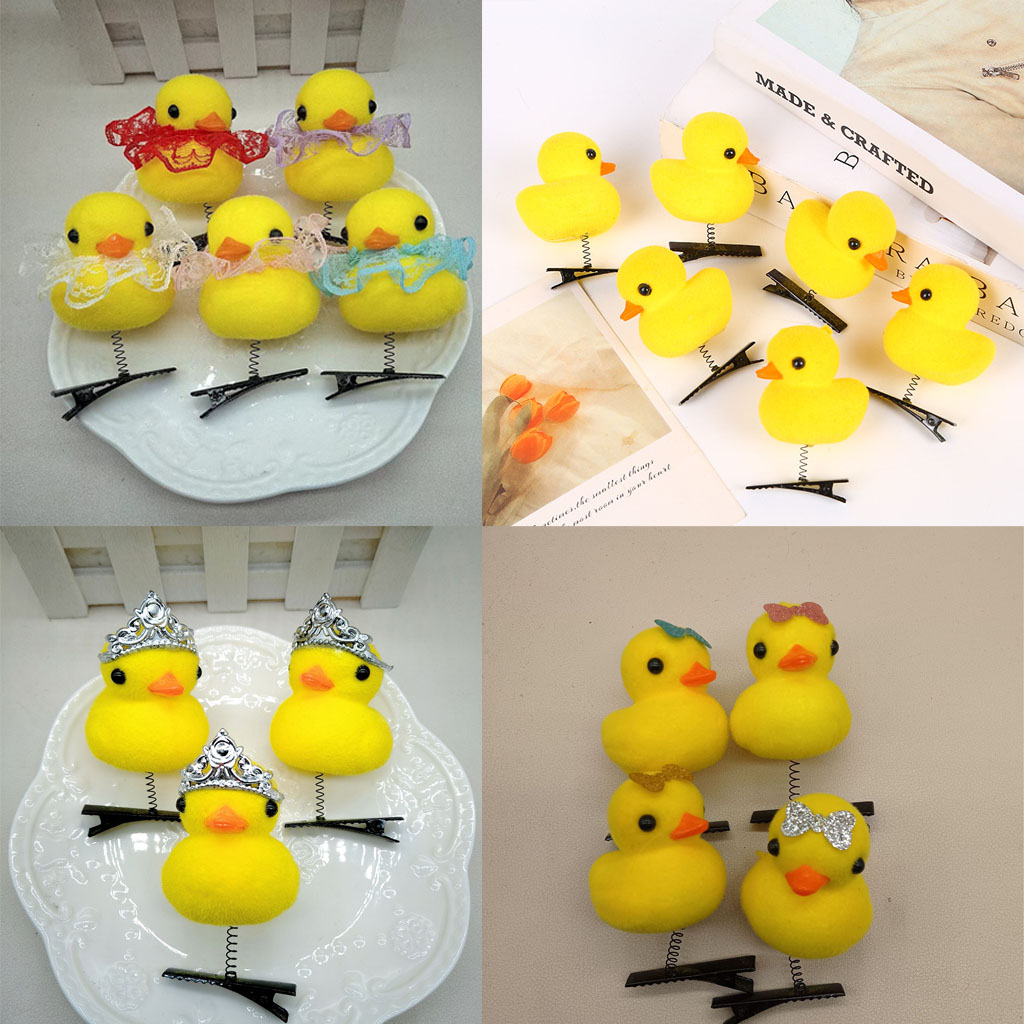 1/3/5/10Pcs Little Yellow Duck Hair Clips with Various Shapes for ...