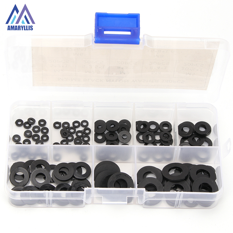 140PCS/box HARD TYPE Nylon Washer Flat Gasket M2 M2.5 M3 M4 M5 M6 M8 ...