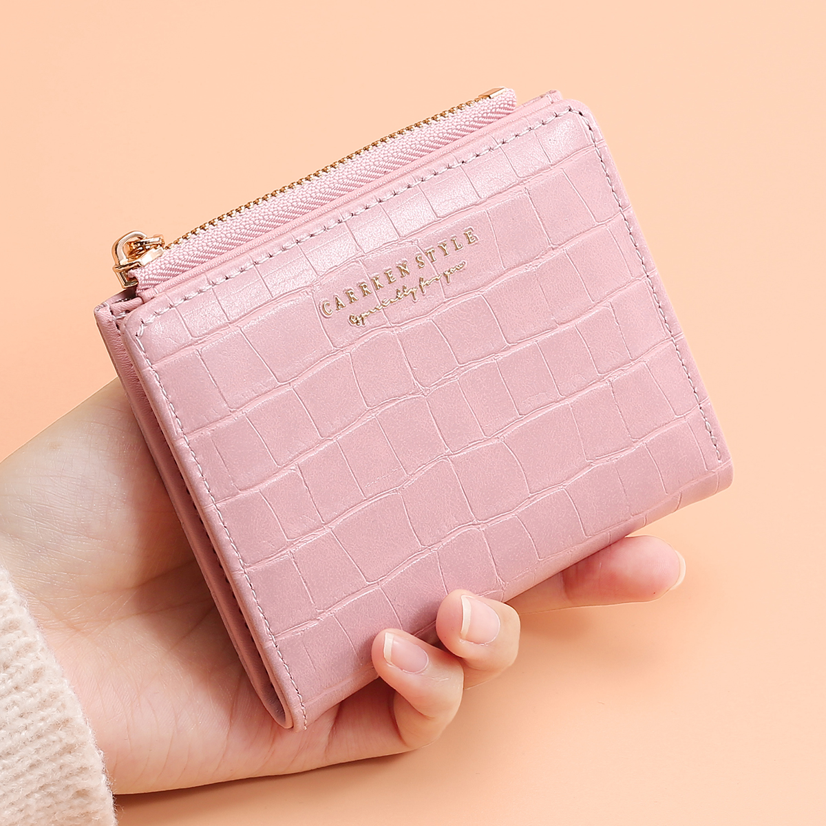 1 Piece Casual Ladies Stone Pattern Short Wallet Youth Fashion Bi-Fold ...