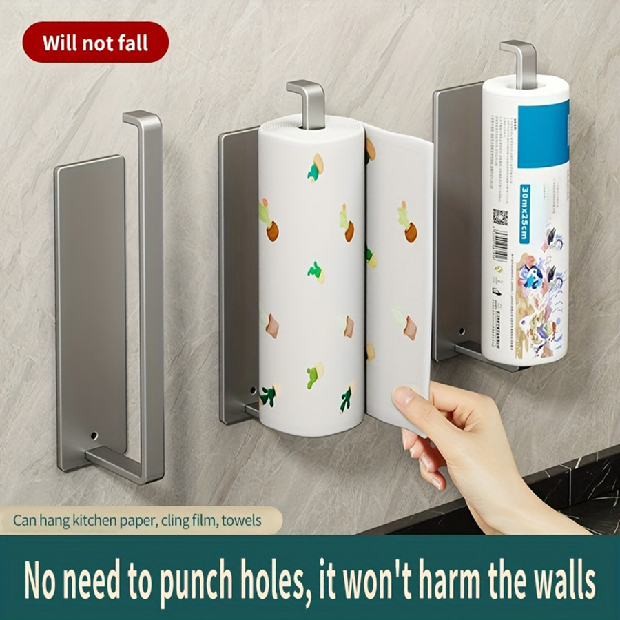 Kitchen Plastic Wrap Storage Rack Household Perforation-Free Toilet ...