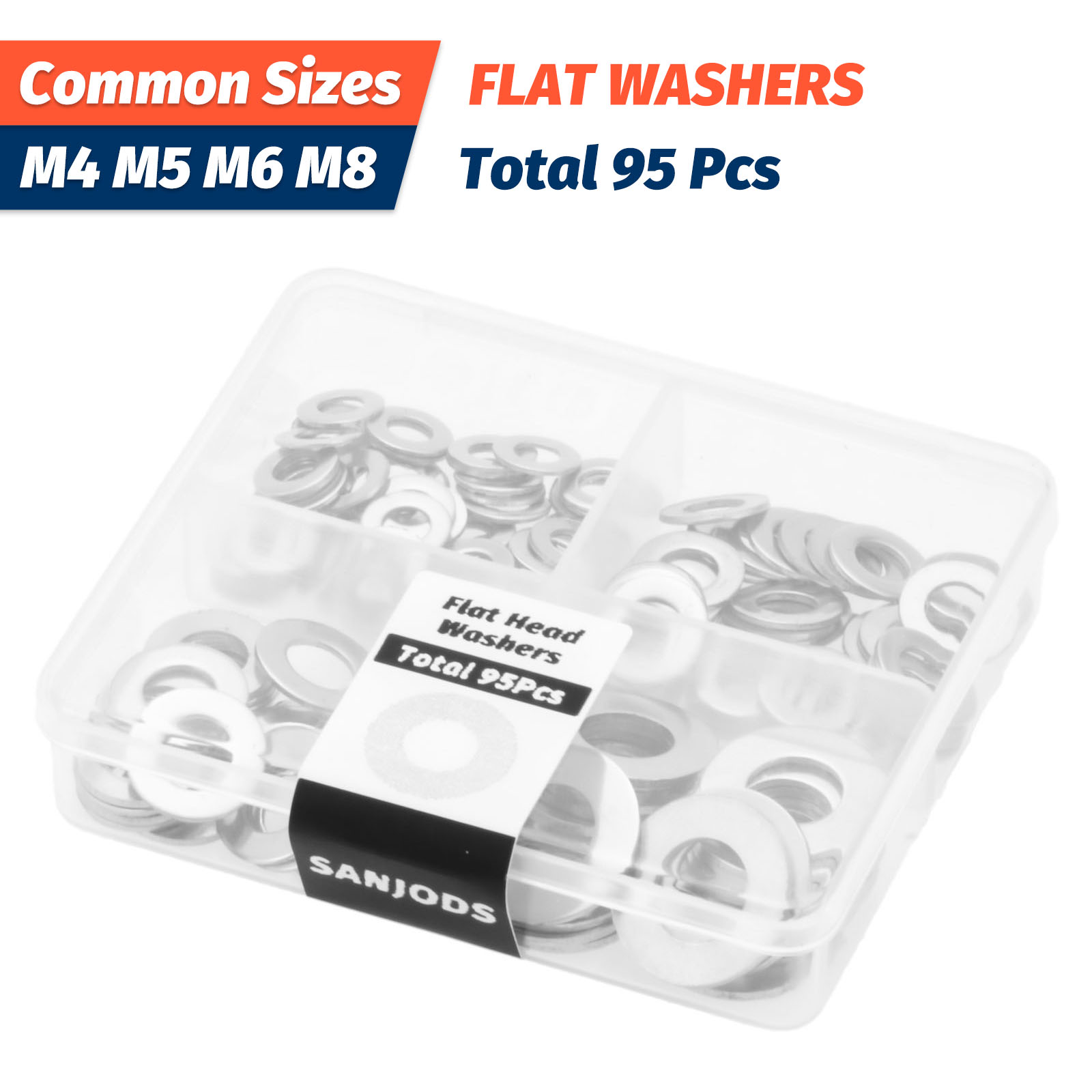 260pcs Lock and Flat Washer Assortment Kit, Stainless Steel M3 M4 M5 M6 ...
