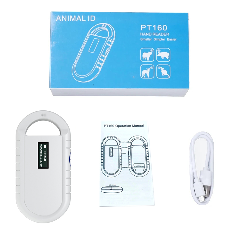 Handheld White digital pet rechargeable animal FDX-B & ID64 chip RFID ...