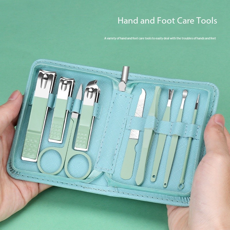 9Pcs Manicure Set Stainless Steel Nail Clippers Cuticle Nipper Pedicure ...