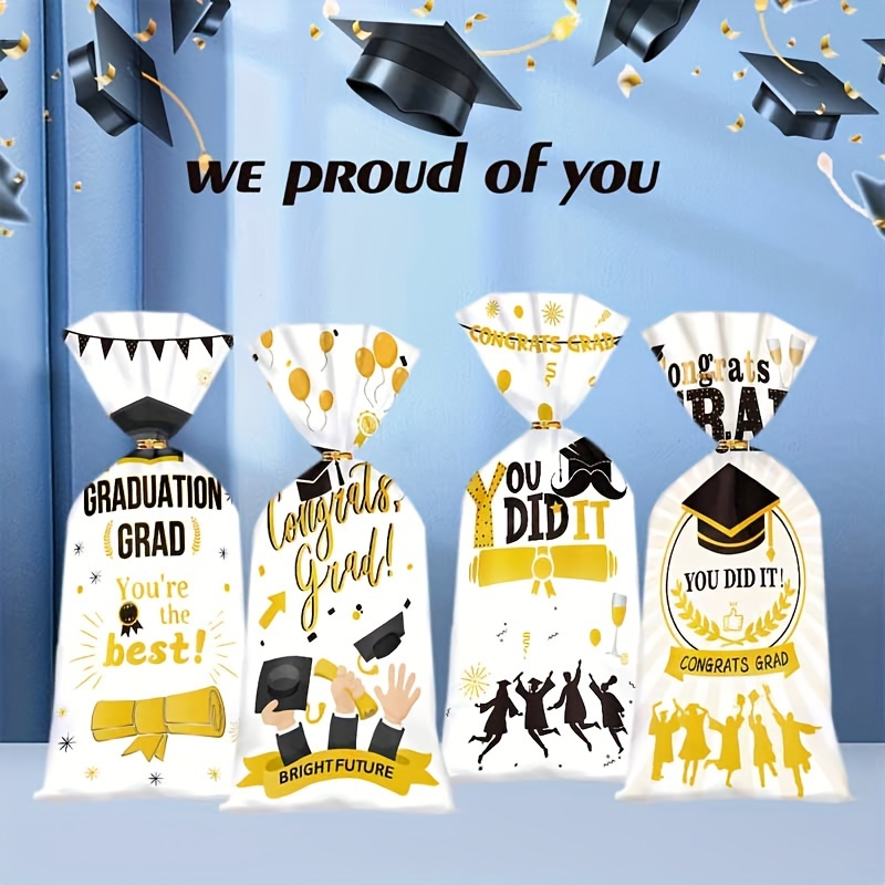 50pcs Pack Graduation Season Candy Bag GRAD Party Gift Bag Graduation ...