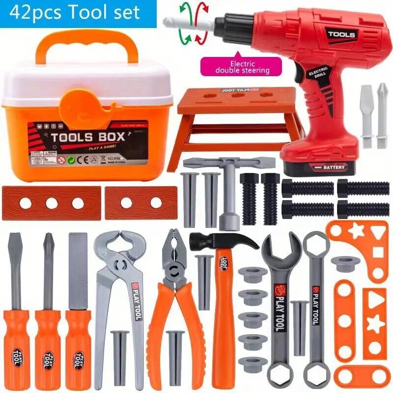1个Children's Toolbox Set, 42 piece tool set including drill and ...