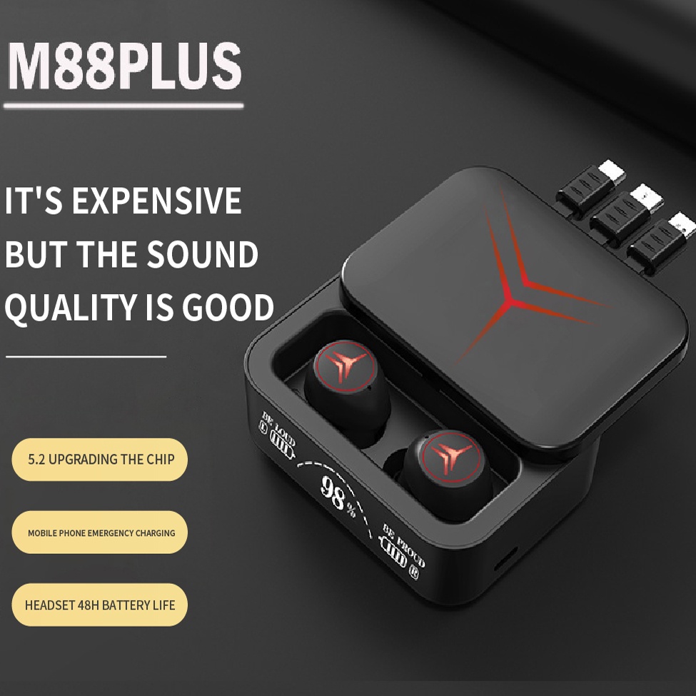 M88 Plus TWS True Wireless Stereo Mic Gamer Headset LED Display Power ...