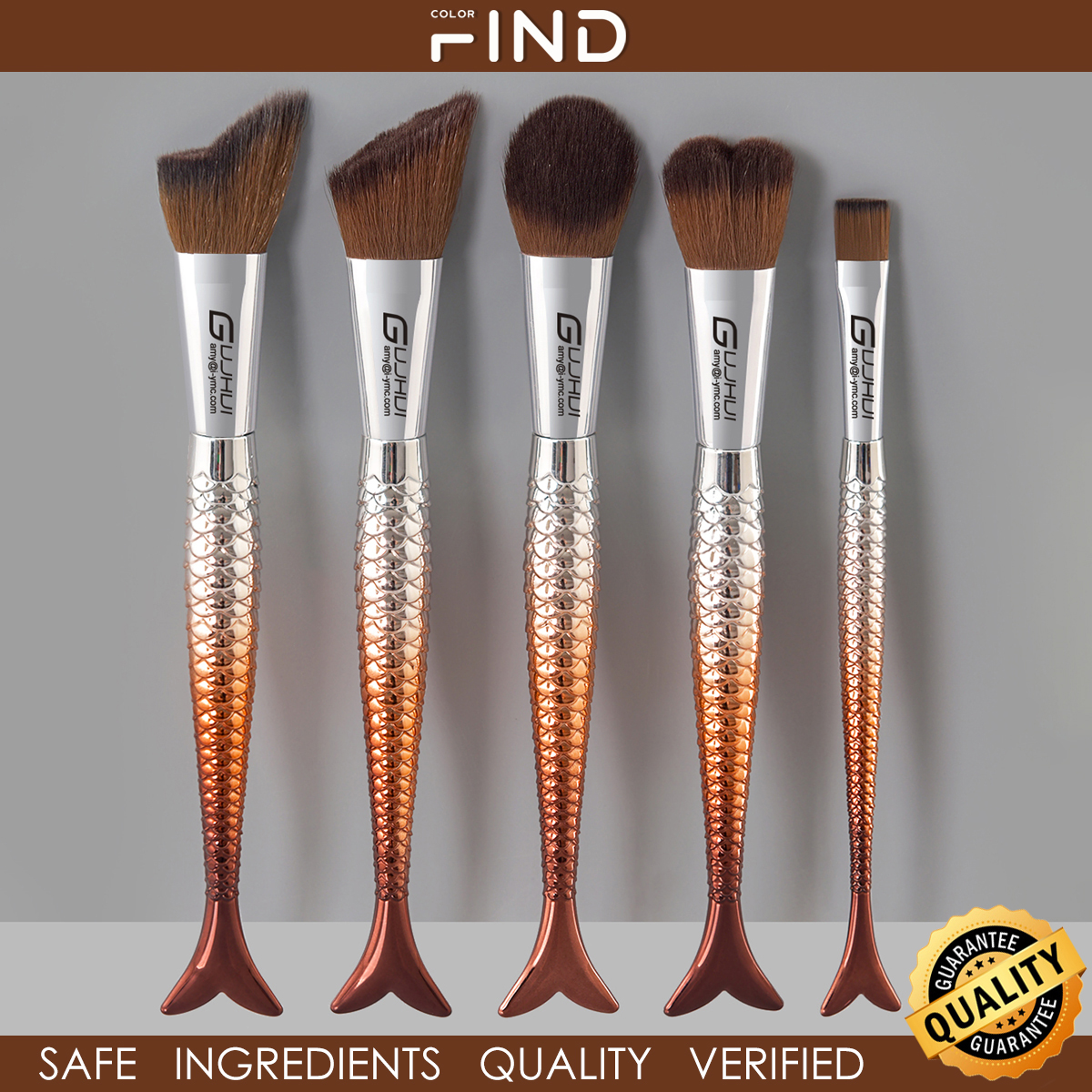 5pcs Multicolor Professional Makeup Brush Set New Product Mermaid ...