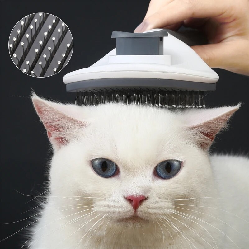 Pet Hair Removal Brush Dog Hair Comb Stainless Steel Automatic Hair ...