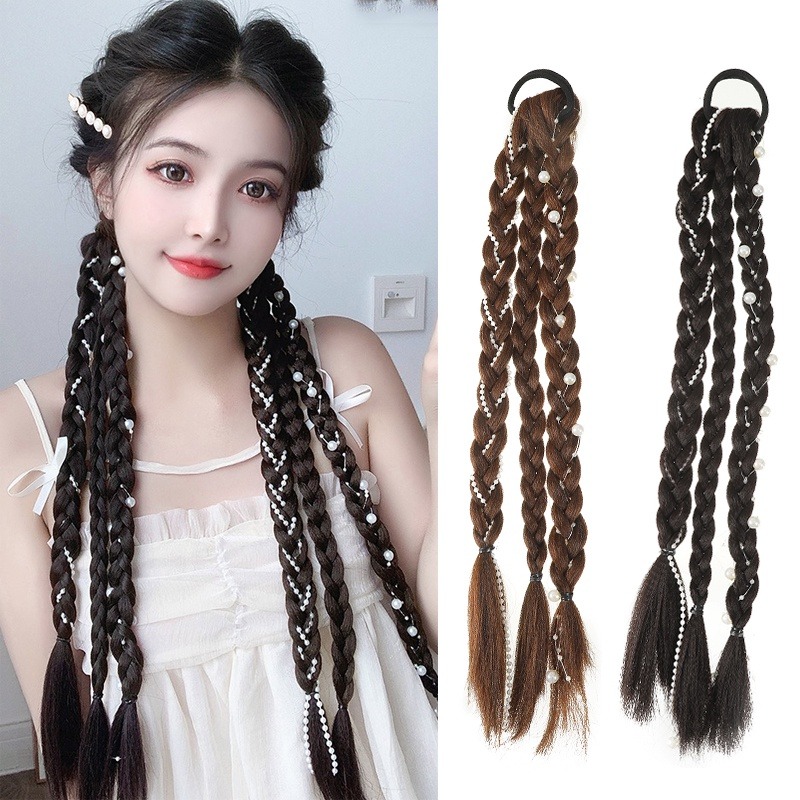 Wig Twist Braid Headband Curly Hair Girl Long Ponytail Braid Rope Women ...