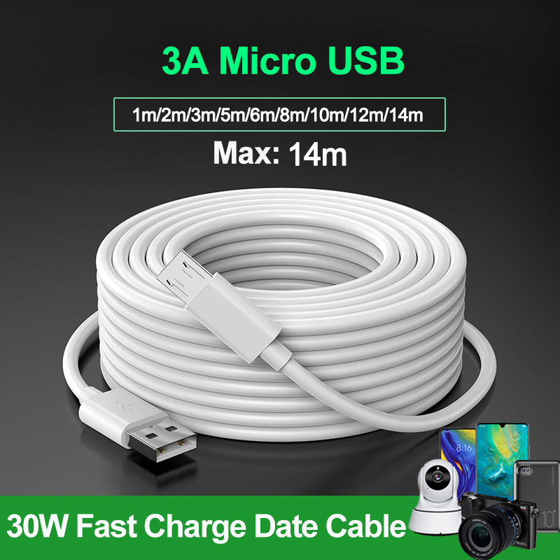 overlength Micro USB Cable For Cable Power Xiaomi Camera Monitor Mobile ...