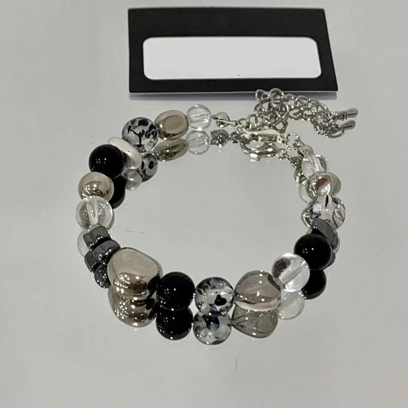 DREJEW Black gallstone crystal ball bracelet, cold style personalized ...