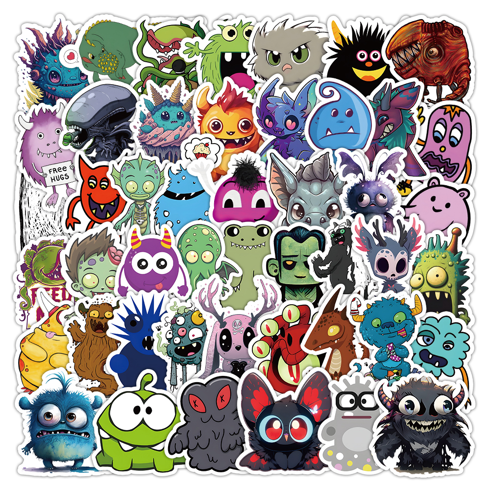 52 pcs Unique Creative Little Monster Stickers, Cartoon Vinyl Stickers ...