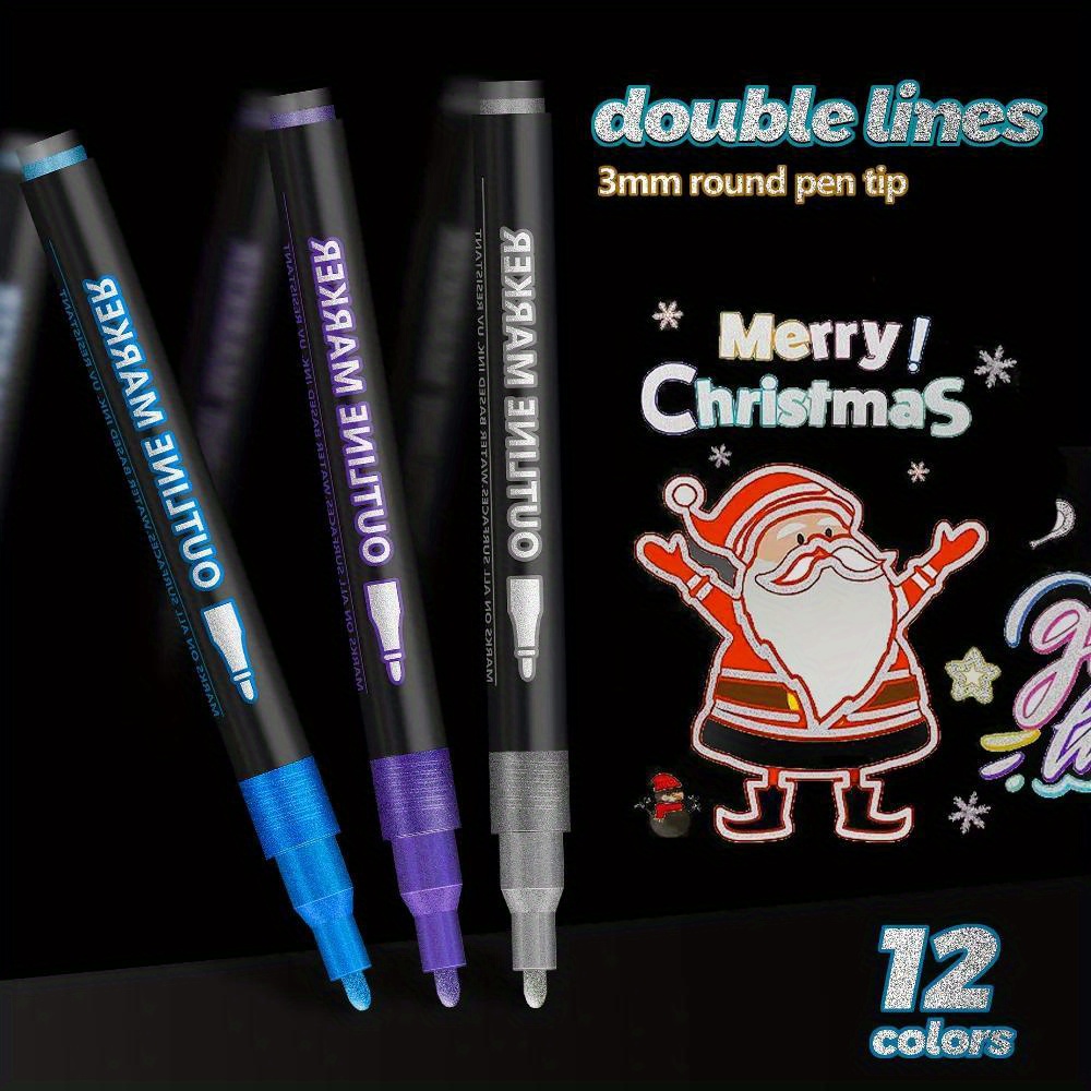 8/12/24Color Double line contour pen color dual color pen contour pen ...