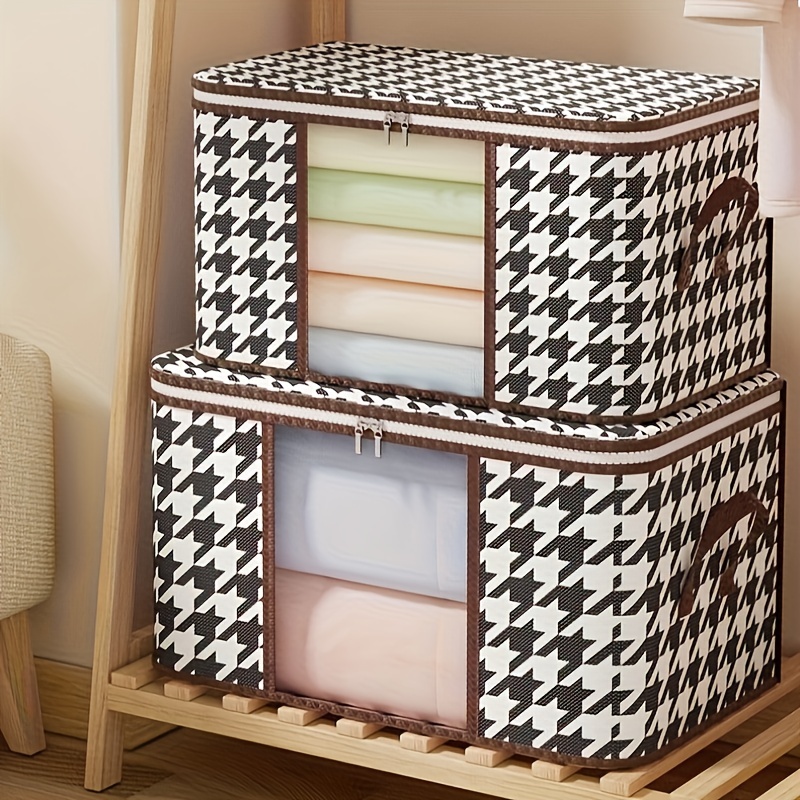 Houndstooth Visual Storage Bag Clothing Cotton Quilt Storage Box Anti ...