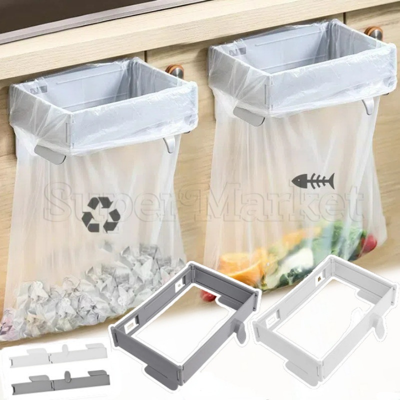 Wall Mounted Foldable Household Garbage Bag Rack Cabinet Door Storage ...