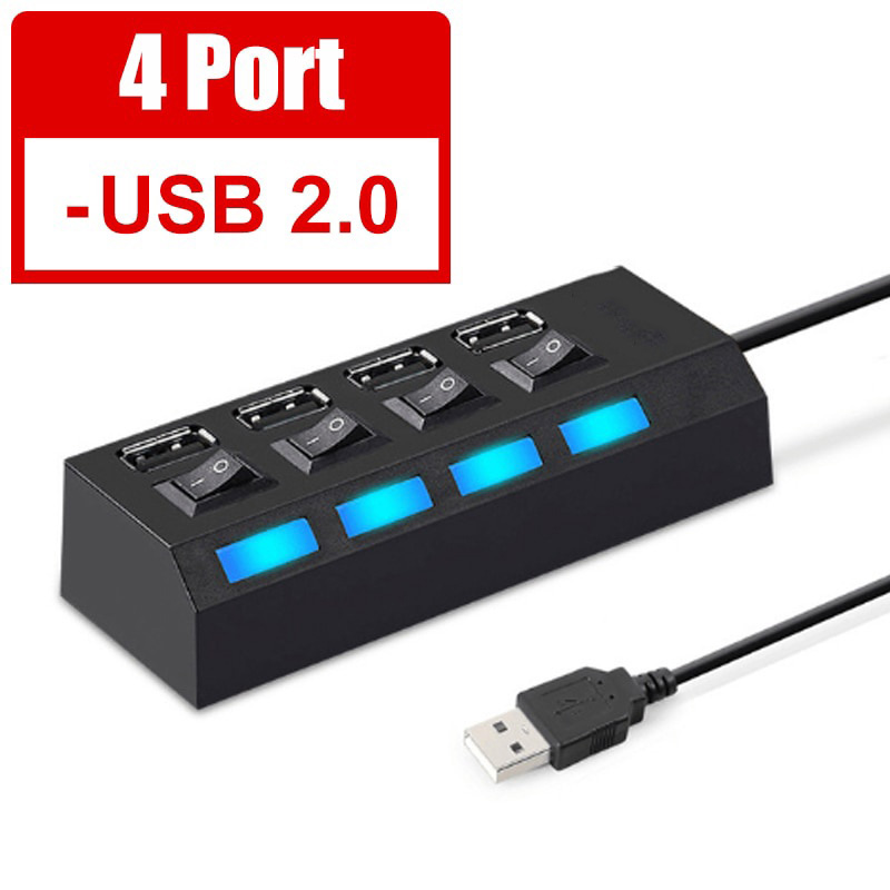USB 2.0 4-Port HUBs High Speed Multi HUB Splitter Expansion Computer ...