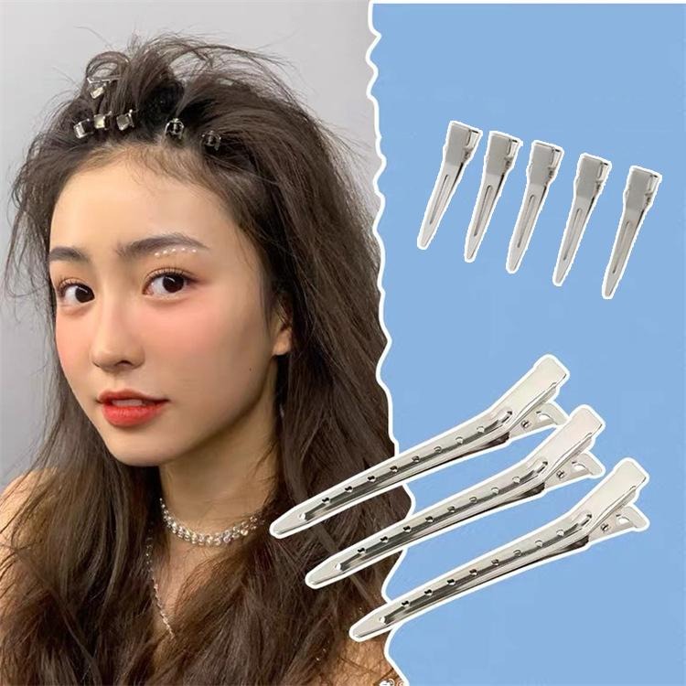 10 Pieces/Set Hair Root Fluffy Alloy Hair Clip Silver Seamless Makeup ...