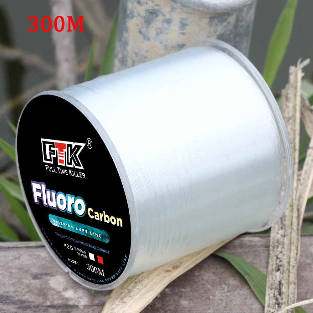 FTK 300m Transparent Color Nylon Fishing Line Rope Carbon Fiber Coating ...