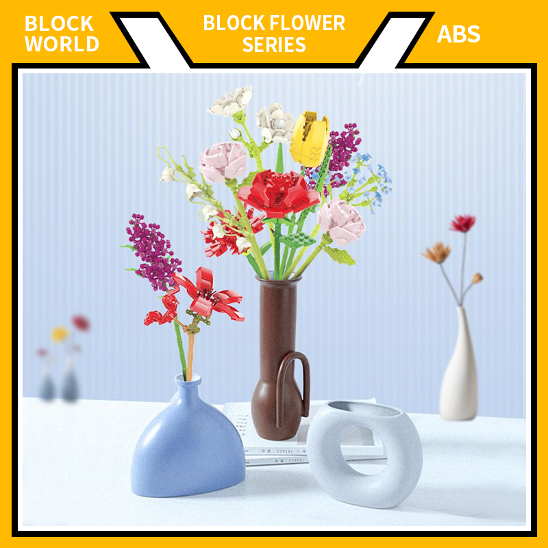 Tulip Rose Red Rose Building Block Flower Educational Assembling Toy ...