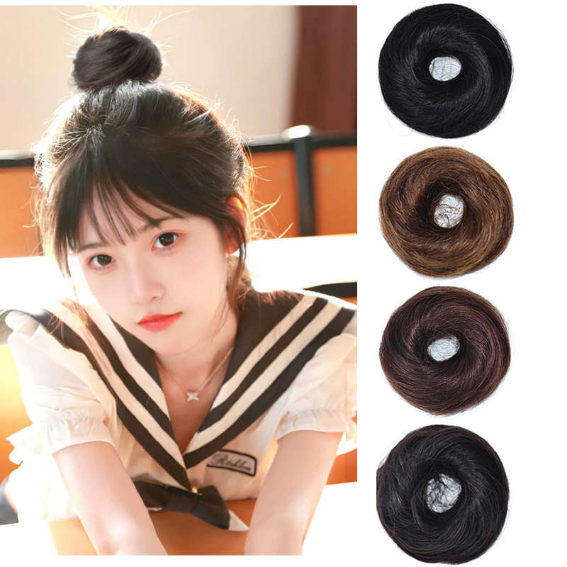 Synthetic Elastic Hair Bun Hairpiece Women's Straight Hair Buns Fake ...