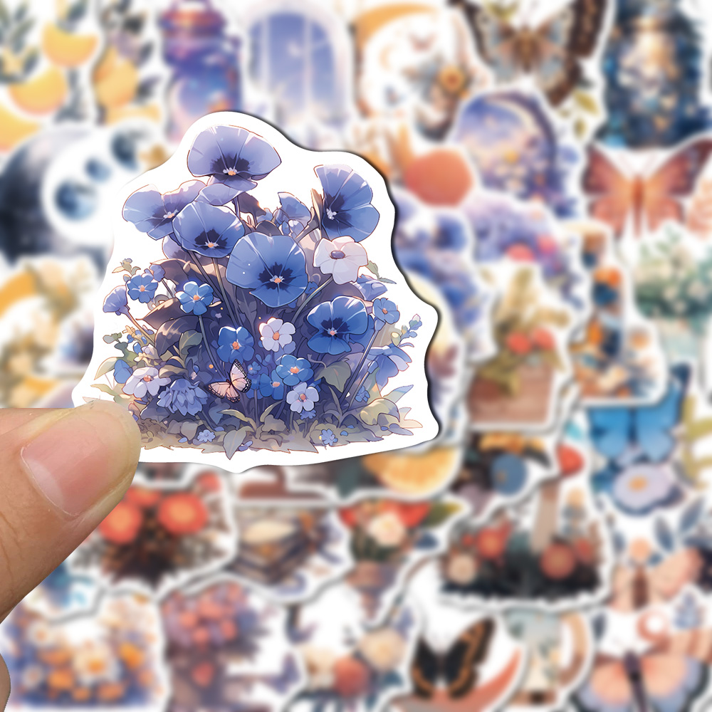 50pcs mysterious flowers and month ins cartoon stickers cute DIY ...